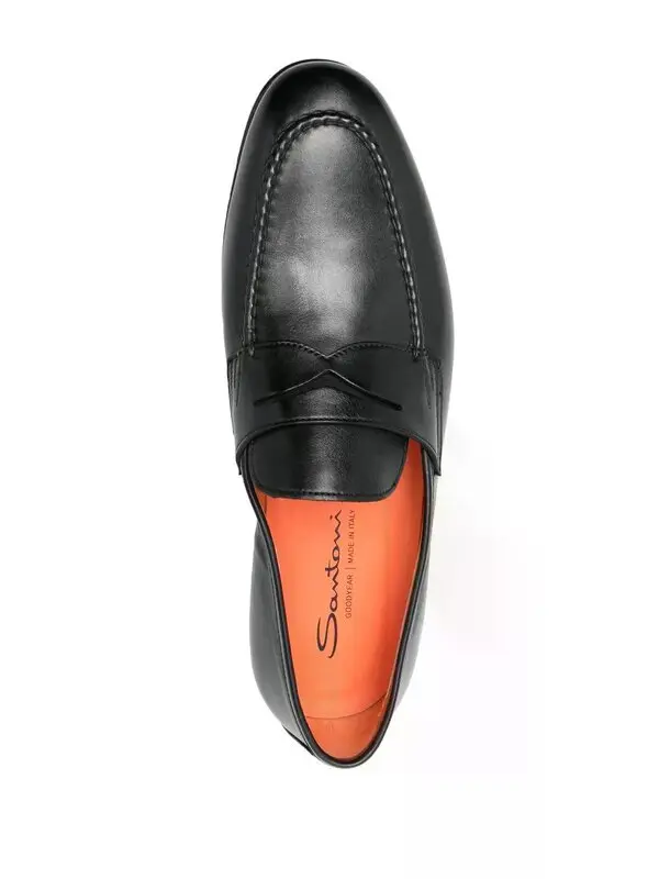 Santoni Leather Penny Loafers