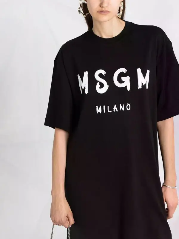MSGM Logo-printed T-shirt Dress - Black