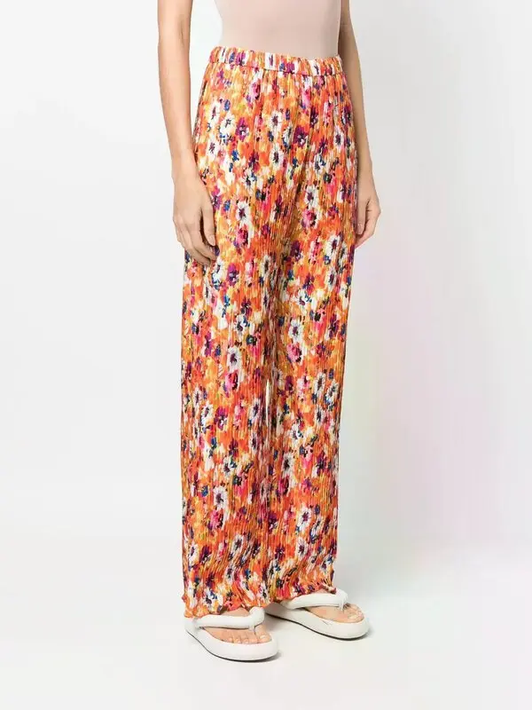 MSGM Pleated Floral-print Trousers