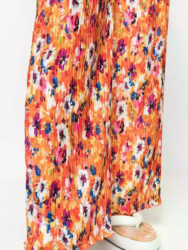 MSGM Pleated Floral-print Trousers
