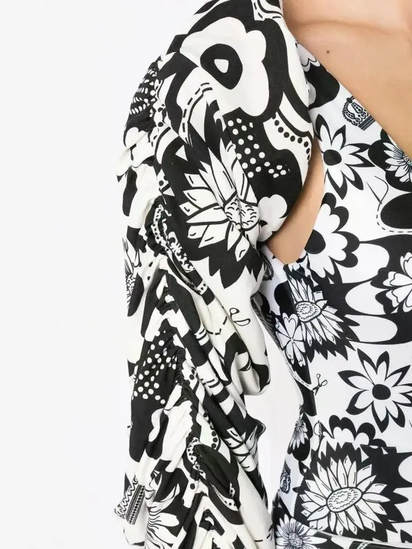 AMIR SLAMA Floral-print Cut-out Blouse