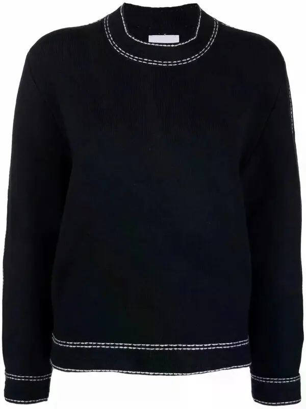 BARRIE Contrasting-stitch Jumper - Blue