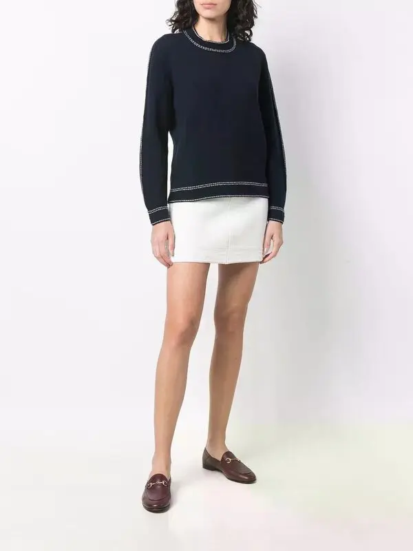 BARRIE Contrasting-stitch Jumper - Blue