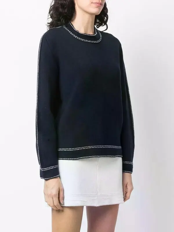 BARRIE Contrasting-stitch Jumper - Blue