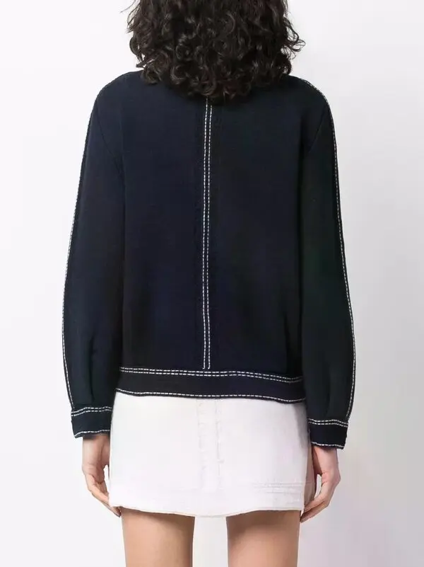 BARRIE Contrasting-stitch Jumper - Blue