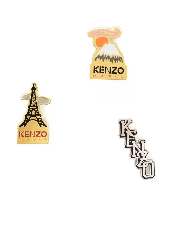 Kenzo Set-of-three Logo Pins - Silver
