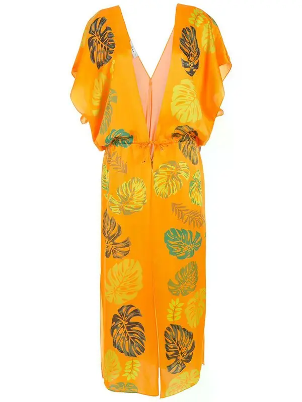 AMIR SLAMA Palm Leaf-print Beach Dress - Orange