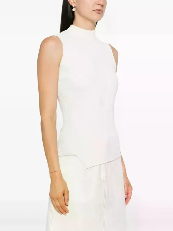 TOTEME Almaz Asymmetric Ribbed Tank Top - White