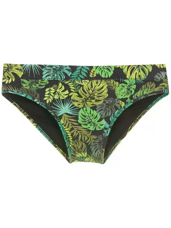 AMIR SLAMA Leaf Print Swim Briefs - Black