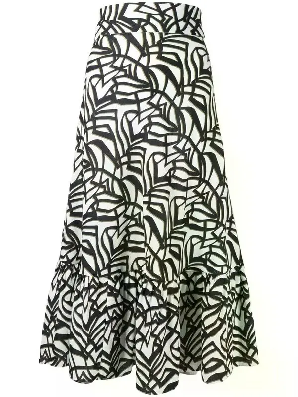 BAMBAH Geometric-print Ruffle Midi Skirt