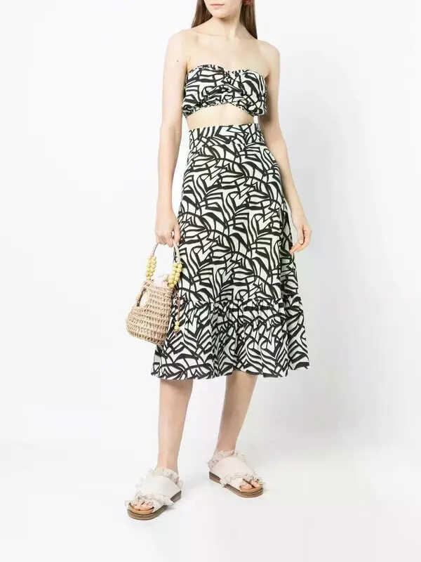 BAMBAH Geometric-print Ruffle Midi Skirt