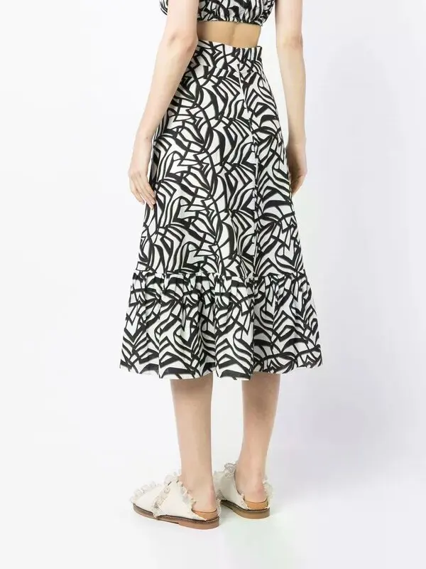 BAMBAH Geometric-print Ruffle Midi Skirt