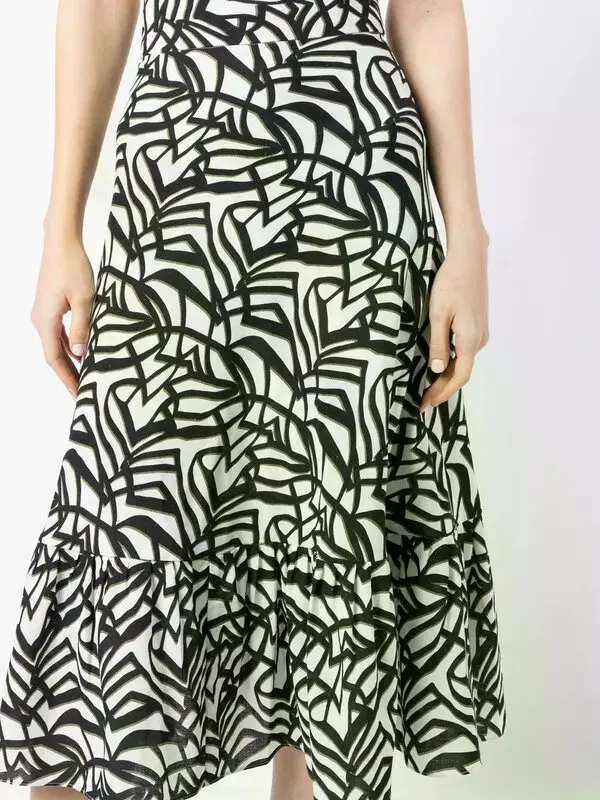 BAMBAH Geometric-print Ruffle Midi Skirt