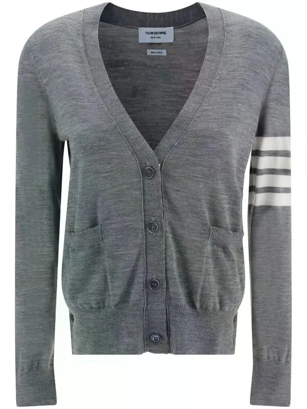 Thom Browne 4-bar Wool Cardigan - Grey