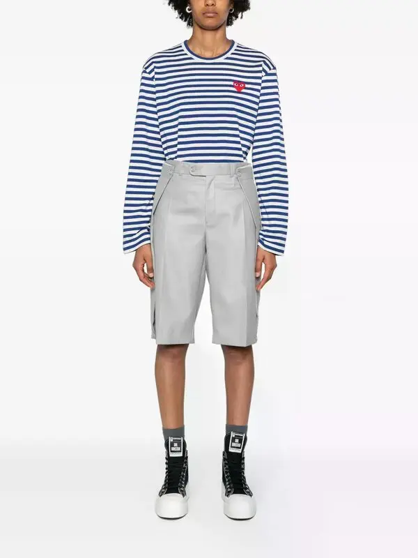Play Comme Des Garcon Heart-patch Striped Cotton T-shirt
