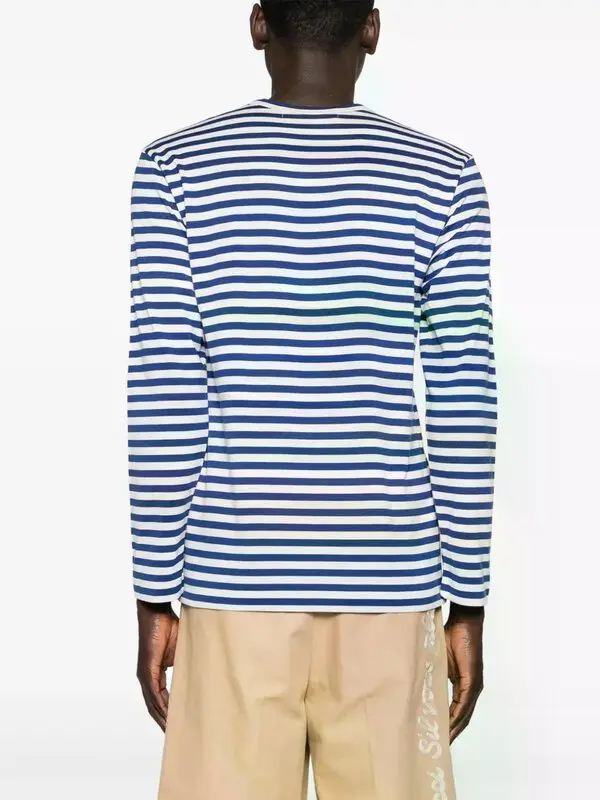 Play Comme Des Garcon Heart-patch Striped Cotton T-shirt