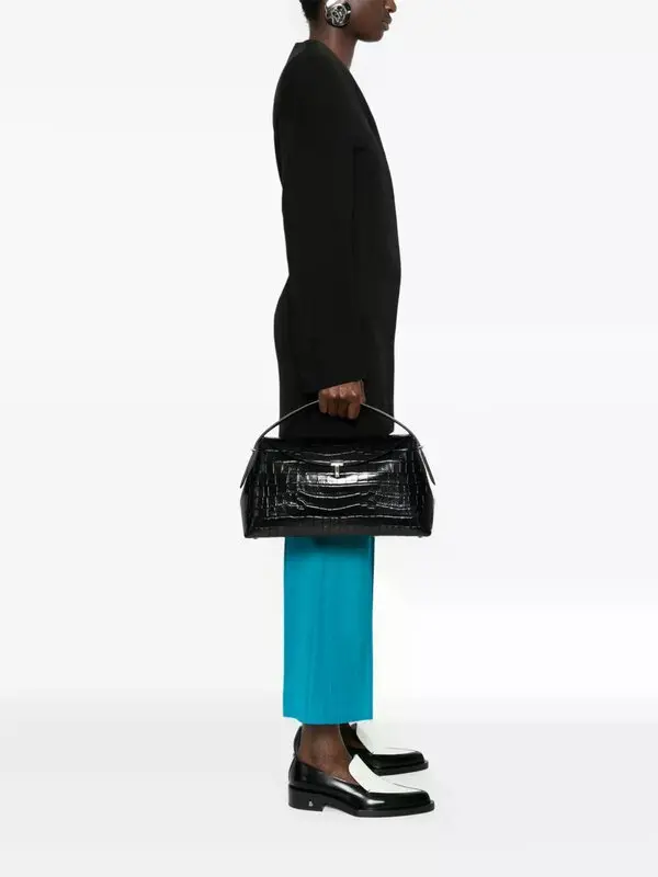 TOTEME T-lock Croco-embossed Top Handle Bag