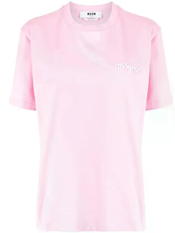 MSGM Chest-logo Crew Neck T-shirt - Pink
