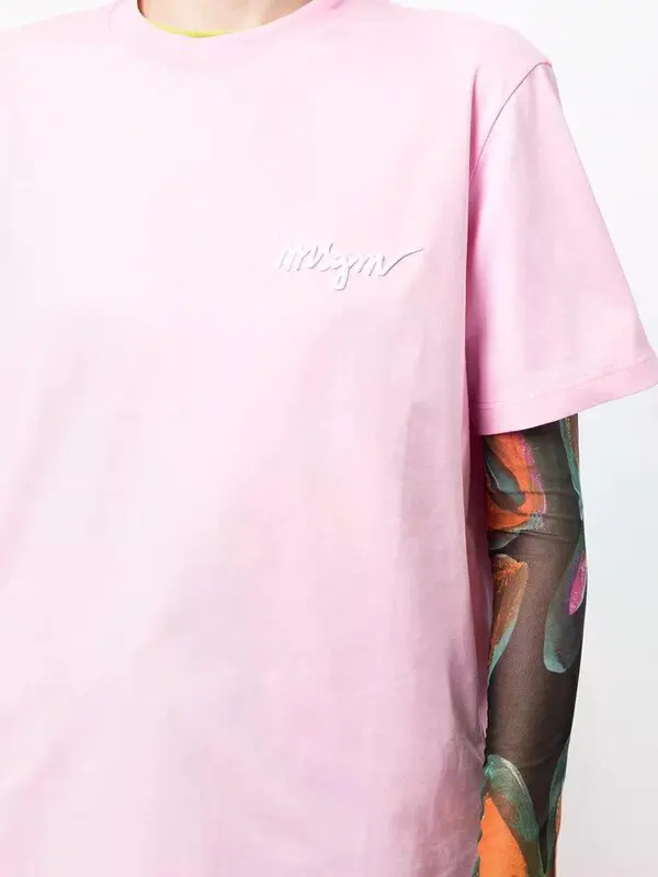 MSGM Chest-logo Crew Neck T-shirt - Pink