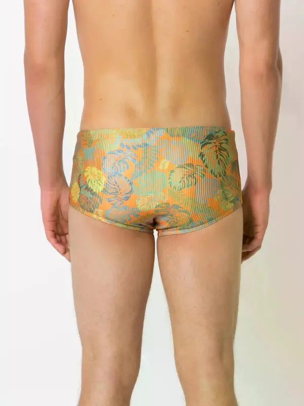 AMIR SLAMA Leaf Print Swim Briefs