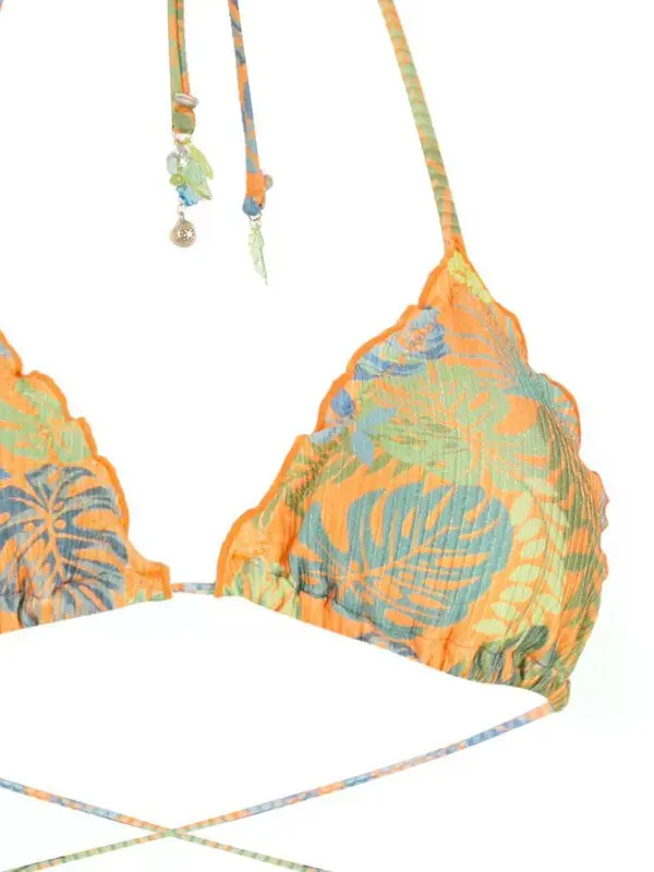 AMIR SLAMA Palm Leaf Print Triangle Bikini