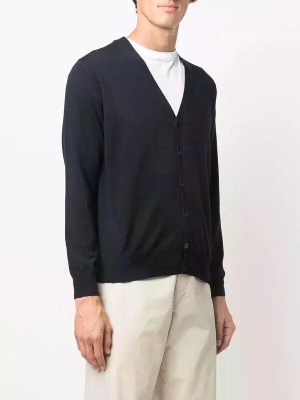 Canali V-neck Fine Knit Merino Cardigan