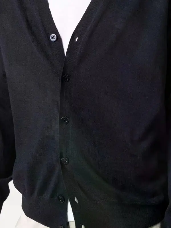 Canali V-neck Fine Knit Merino Cardigan