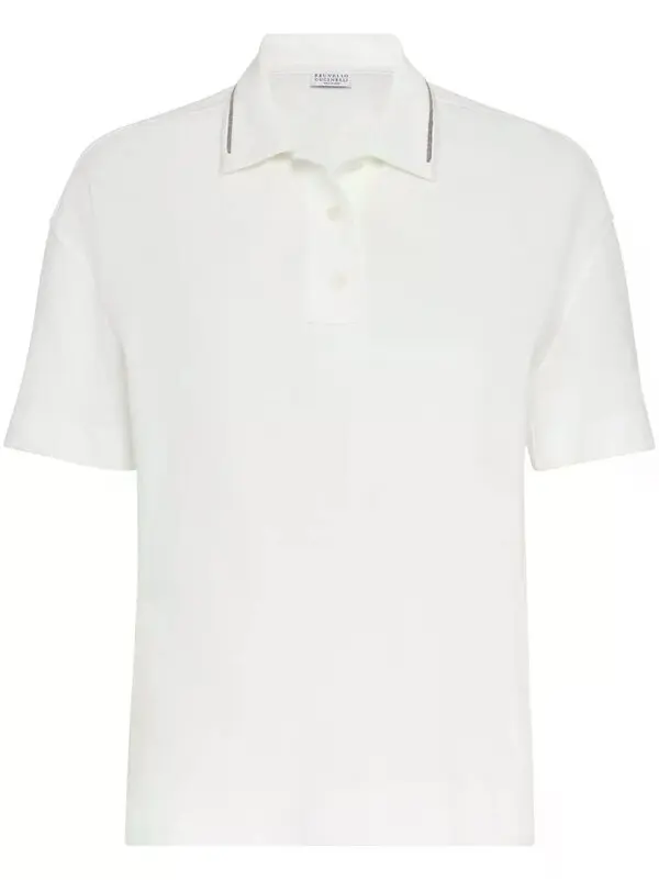 Brunello Cucinelli Monili Chain-detailed Cotton Polo Shirt - White