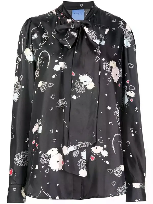 MACGRAW Illumination Bow-detail Shirt - Black