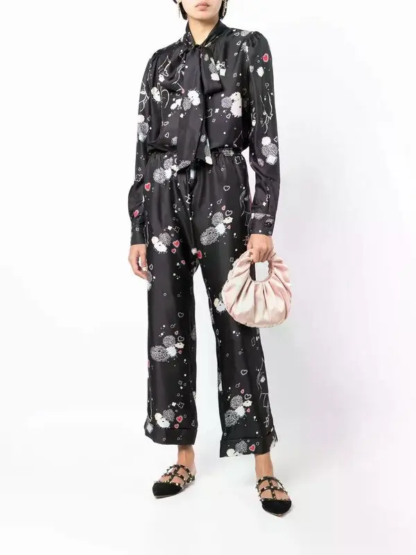 MACGRAW Silk Printed Pussy-bow Shirt