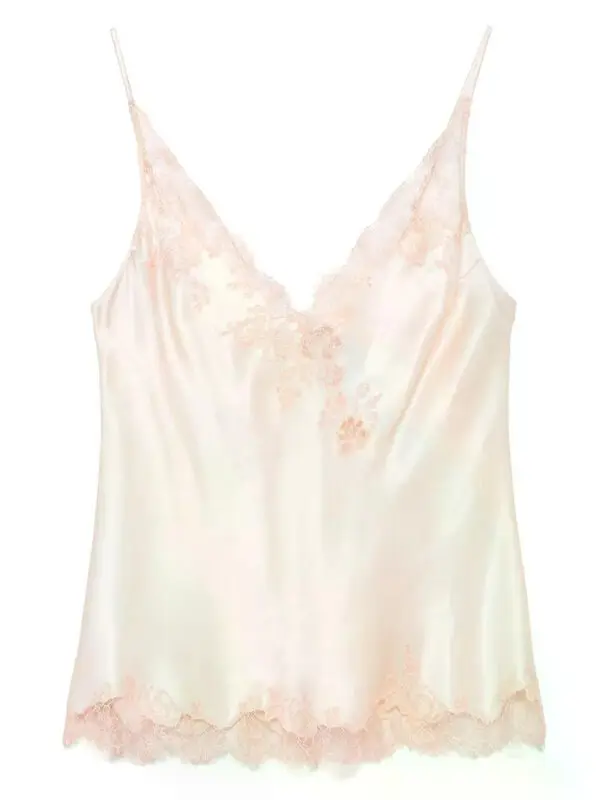 Carine Gilson Caudry Lace Silk Camisole - Pink