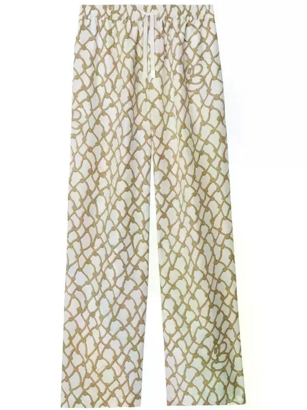Burberry Knot-print Wide-leg Trousers - Neutrals