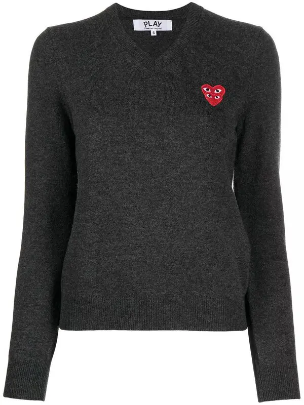 Play Comme Des Garcon V-neck Overlapping Heart Top