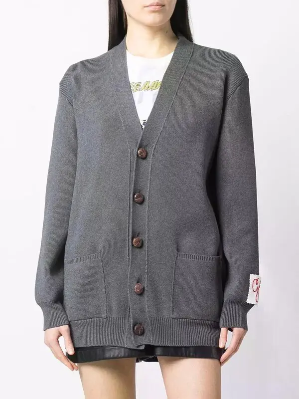 GOLDEN GOOSE Logo-print Knitted Cardigan - Grey