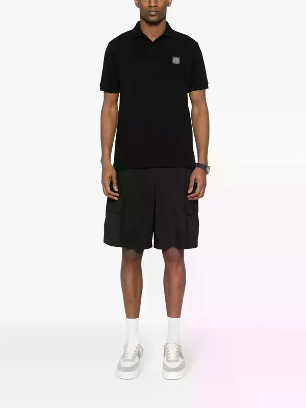 Stone Island Compass-appliqué Polo Shirt - Black