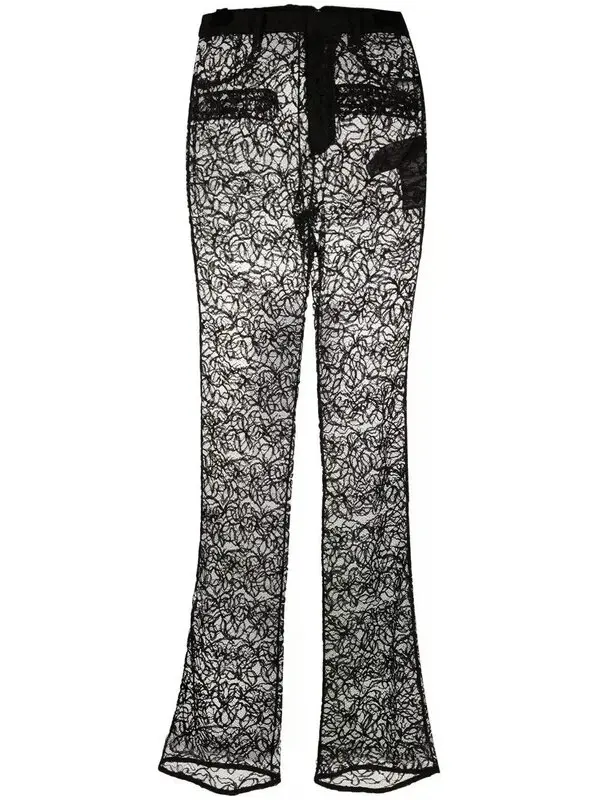 Saint Laurent Straight-leg Floral Lace Trousers