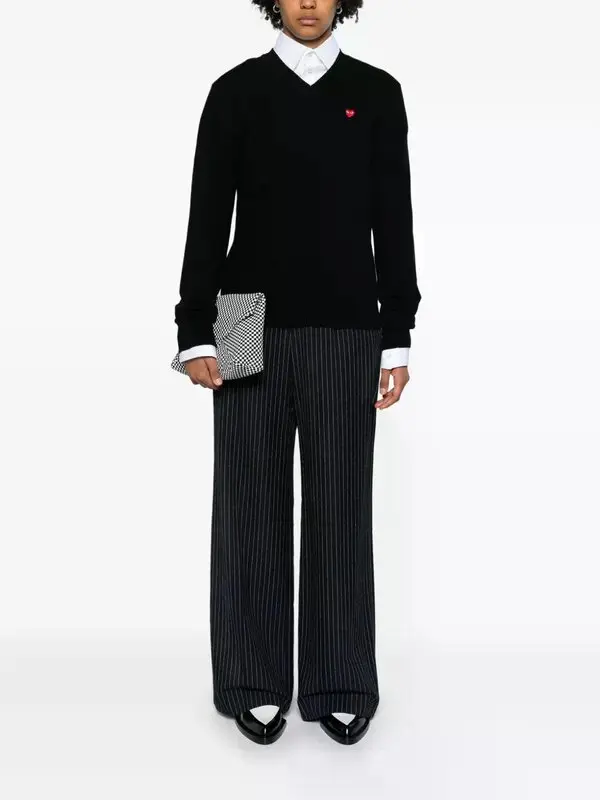 Play Comme Des Garcon Logo-patch Wool Jumper - Black