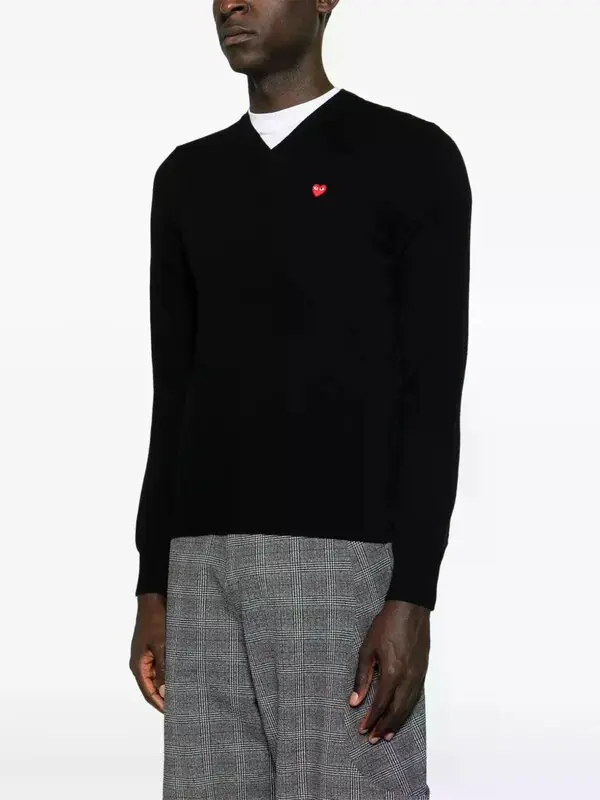 Play Comme Des Garcon Logo-patch Wool Jumper - Black