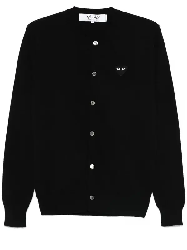 Play Comme Des Garcon Heart Patch Cardigan - Black