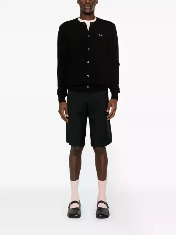 Play Comme Des Garcon Heart Patch Cardigan - Black