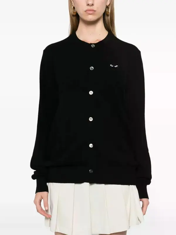 Play Comme Des Garcon Heart Patch Cardigan - Black