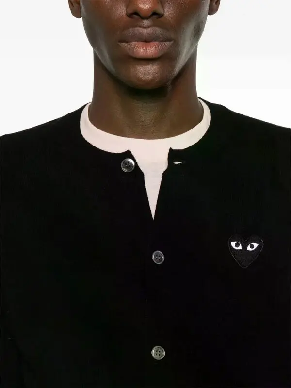 Play Comme Des Garcon Heart Patch Cardigan - Black
