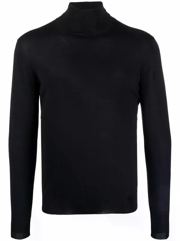 DELL'OGLIO Roll-neck Merino Jumper - Blue