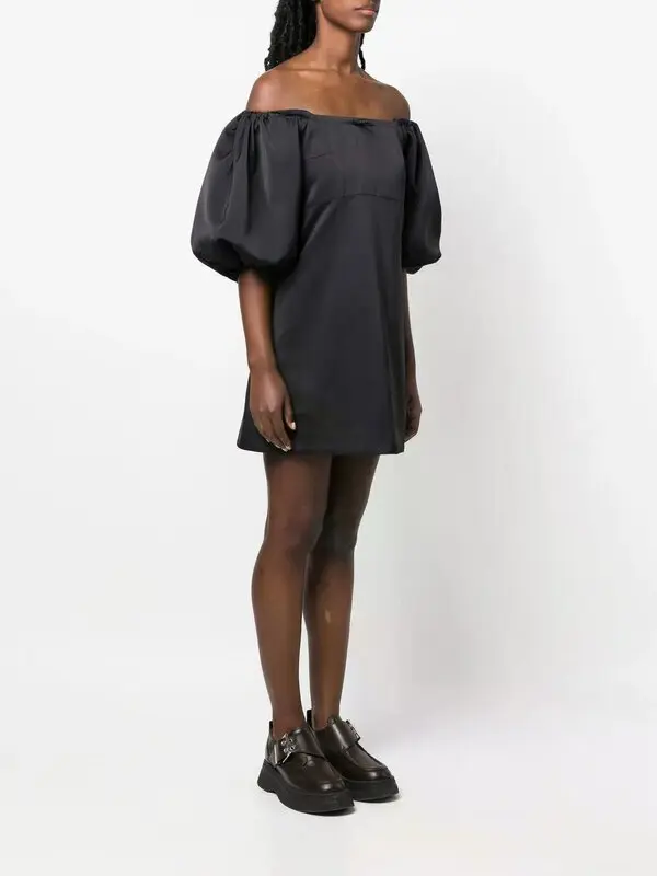 PATOU Puff-sleeve Bardot Mini Dress