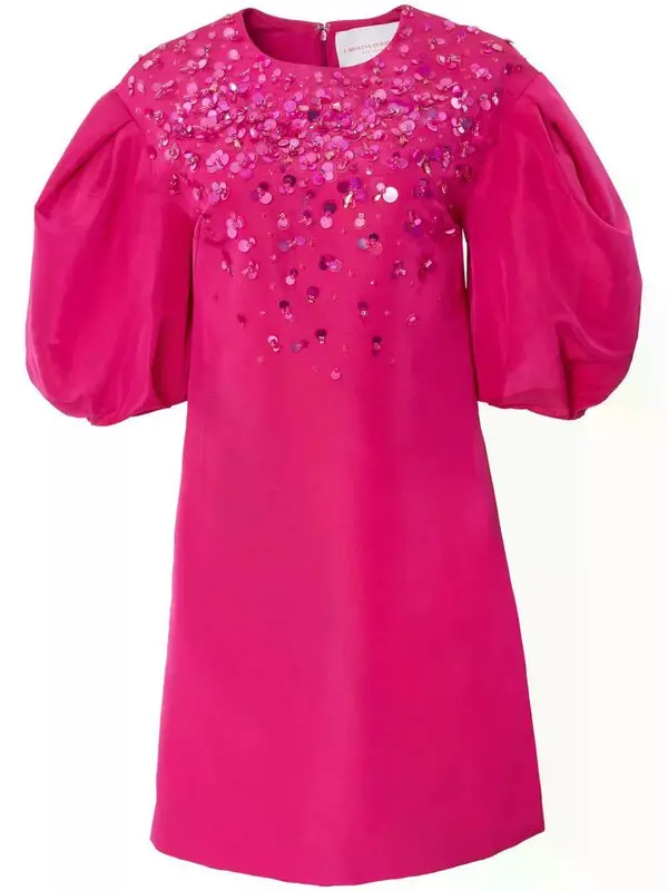 Carolina Herrera Sequin-embellished Puff-sleeve Minidress
