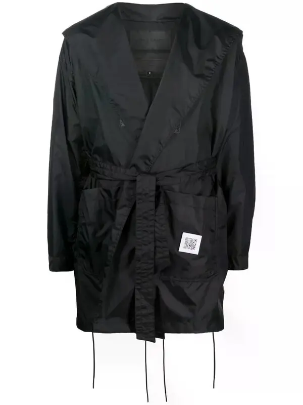 FUMITO GANRYU Reflective Panel Hooded Raincoat - Black