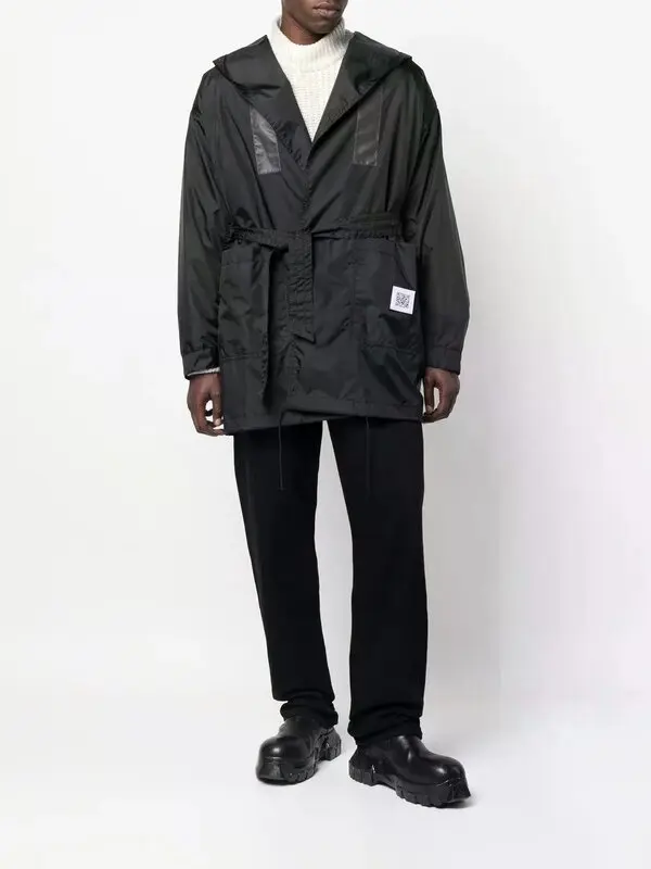 FUMITO GANRYU Reflective Panel Hooded Raincoat - Black