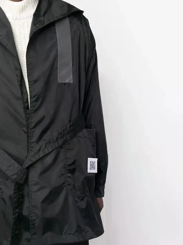 FUMITO GANRYU Reflective Panel Hooded Raincoat - Black