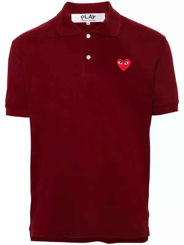 Play Comme Des Garcon Heart-patch Cotton Polo Shirt - Red