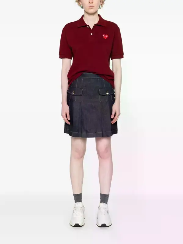 Play Comme Des Garcon Heart-patch Cotton Polo Shirt - Red